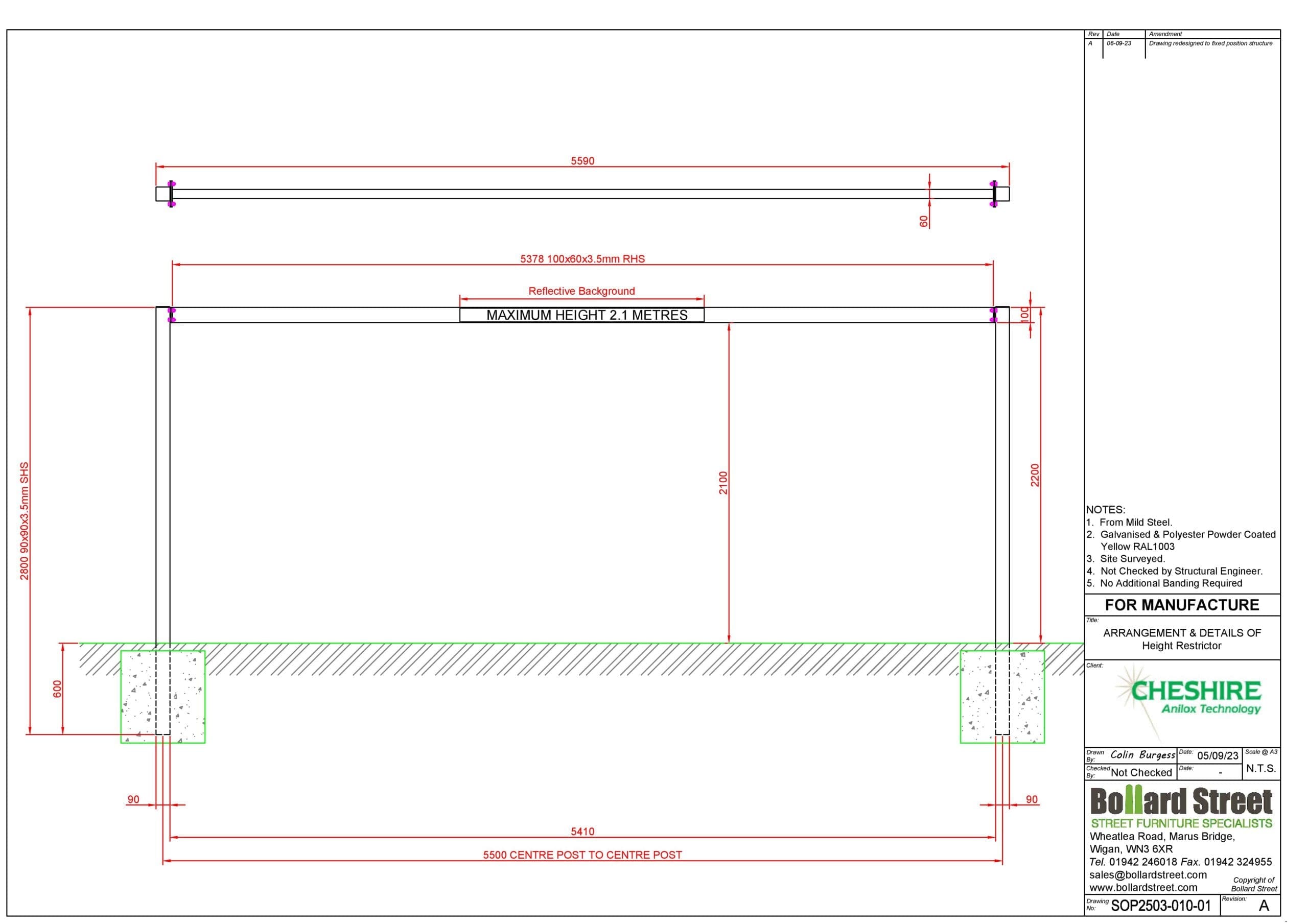 Robust Square Height Restriction Barrier | - Bollard Street Robust Square Height Restriction Barrier | - Bollard Street
